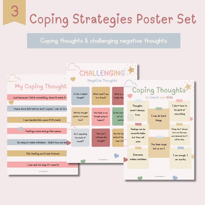 Coping Strategies Poster Bundle for Kids: Therapy & CBT Resources (PDF ...
