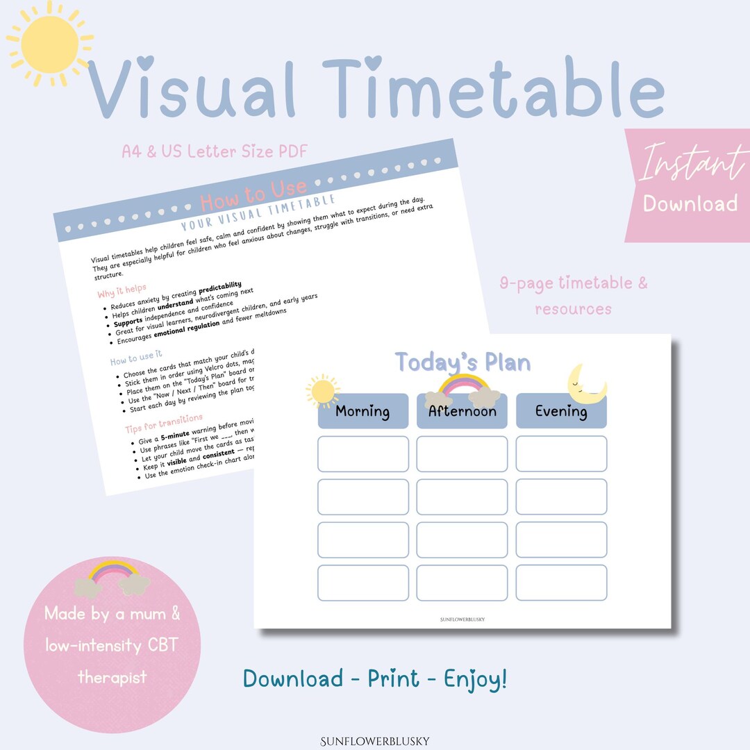 Printable Visual Timetable for Kids: Daily Routine Chart (PDF Download ...