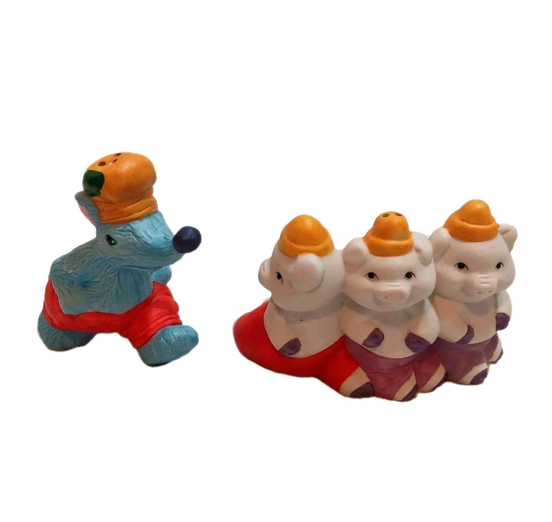 Vintage 1992 SHAKERS Albert E Price Big Bad Wolf Three Little Pigs Salt ...