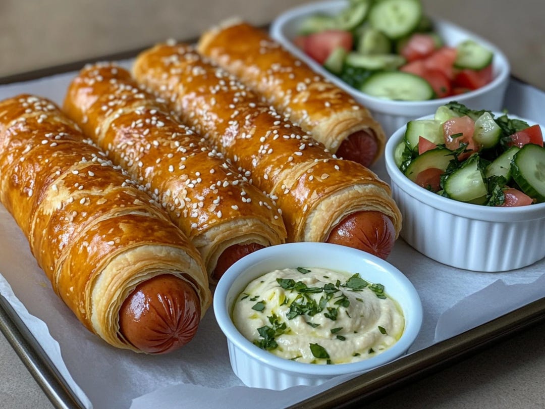 Puff Pastry-wrapped Hot Dogs Recipe: Savory Party Snack (digital ...