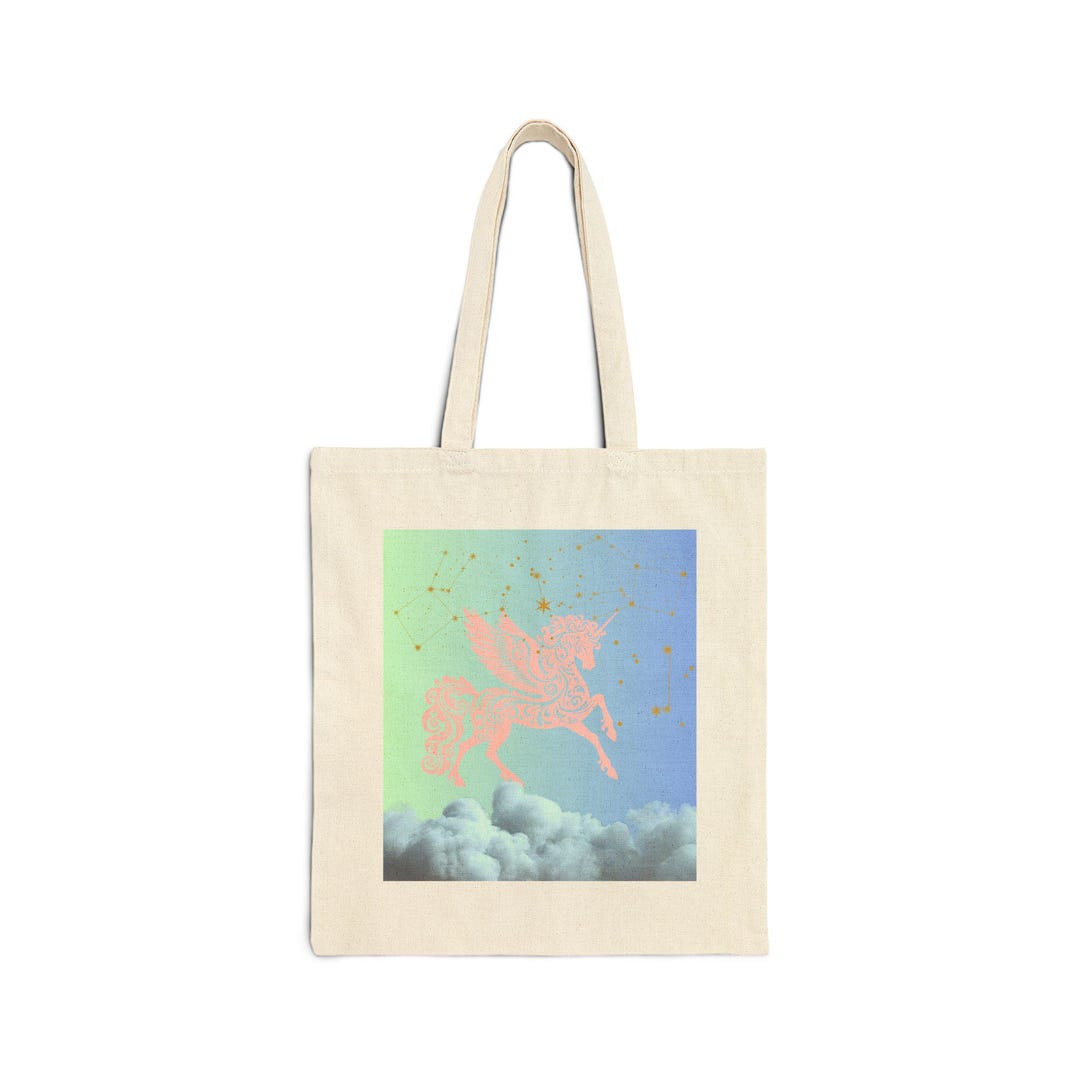 Whimsical Cotton Canvas Tote Bag - Eco-friendly Reusable Shopping Bag ...