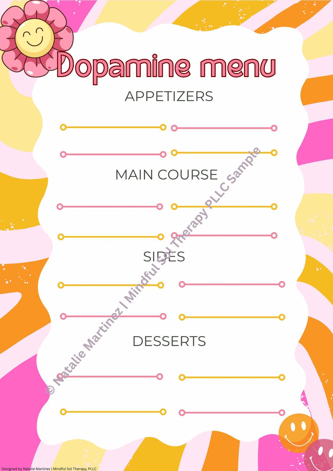 Dopamine Menu Worksheet– Mental Health Printable Worksheet, Self-care ...