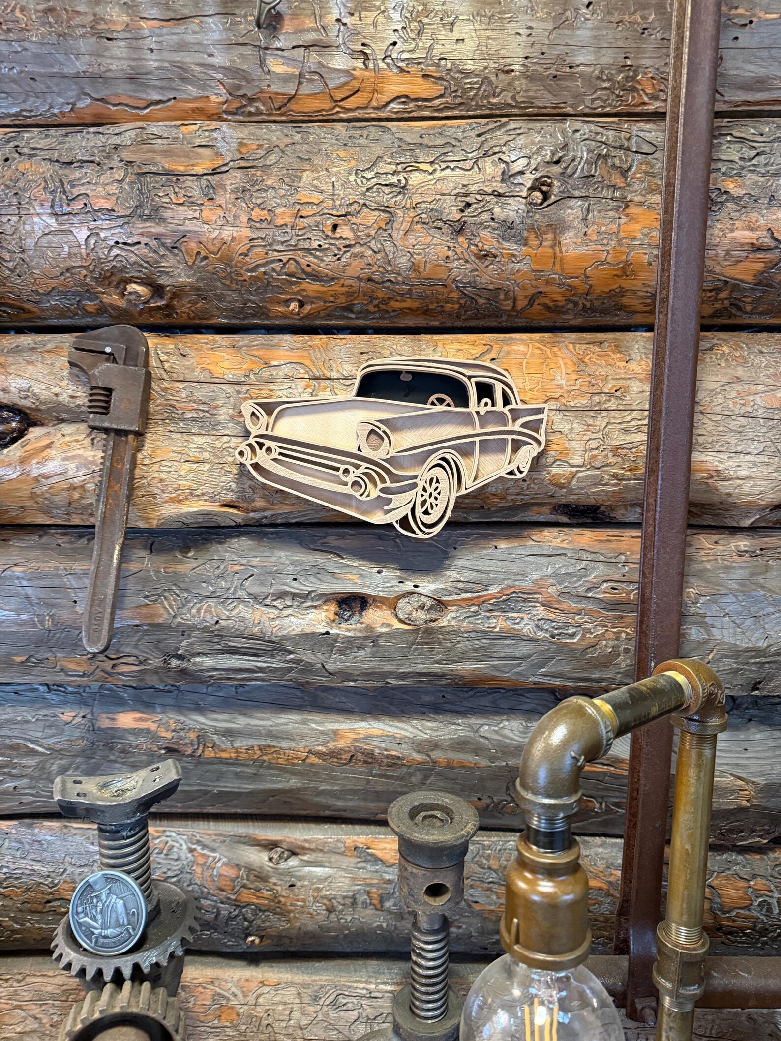 1957 Chevy Bel Air Wall Art – 3D Printed Wood PLA – Classic Car Decor ...