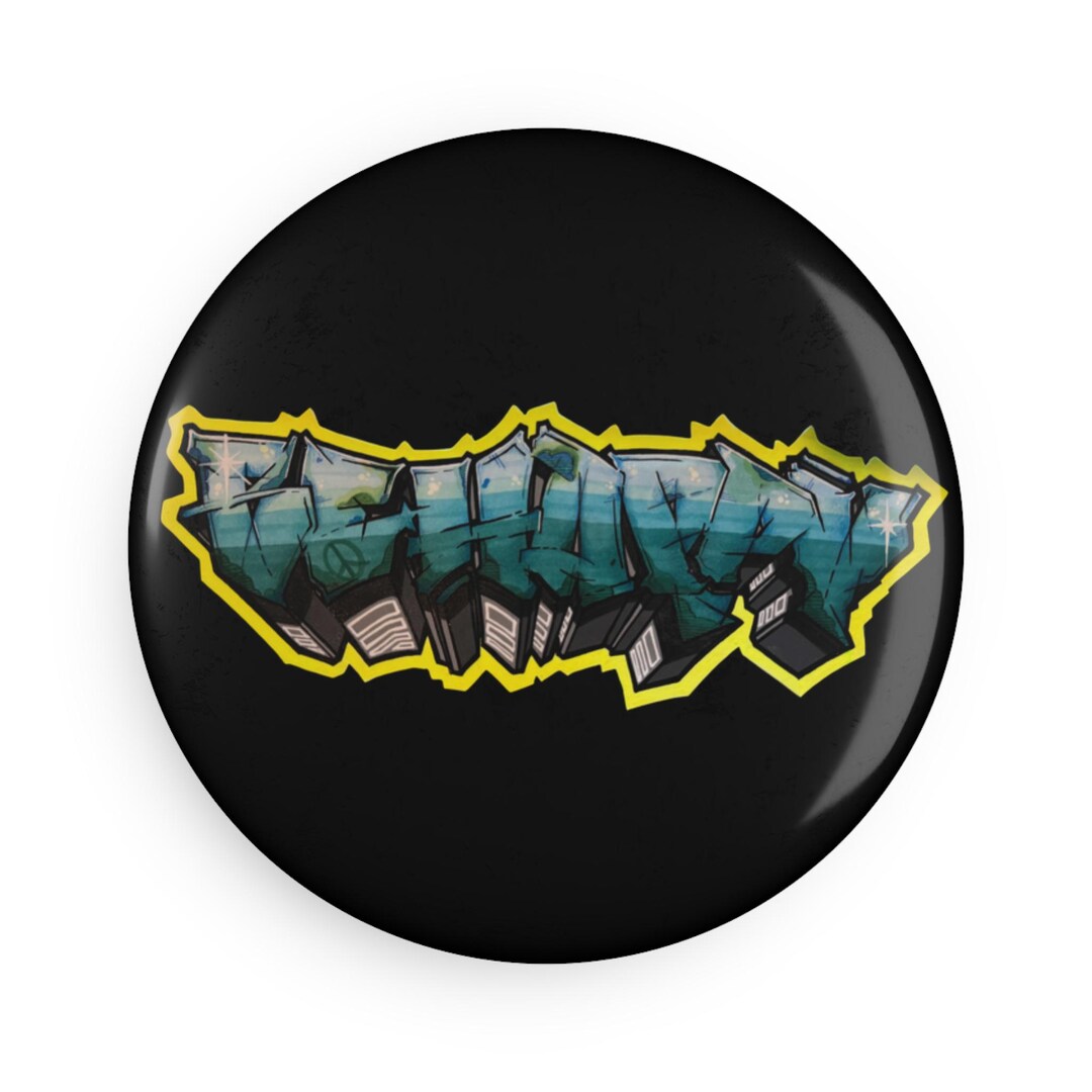 Original Art - Be Happy - Black Graffiti Button Magnet, Cute Decor, Fun ...