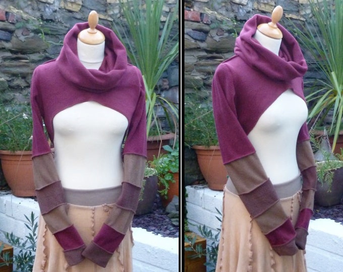 Luna Cowl Neck Psy Pixie Shrug Jumper, Super Soft Fleece Pixie Sleeve ...