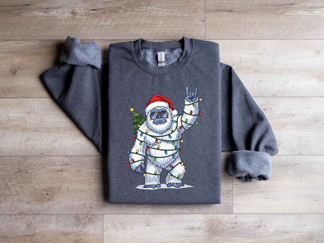 Cute Christmas Yeti Sweatshirt, Sasquatch Santa Sweater, Bigfoot ...