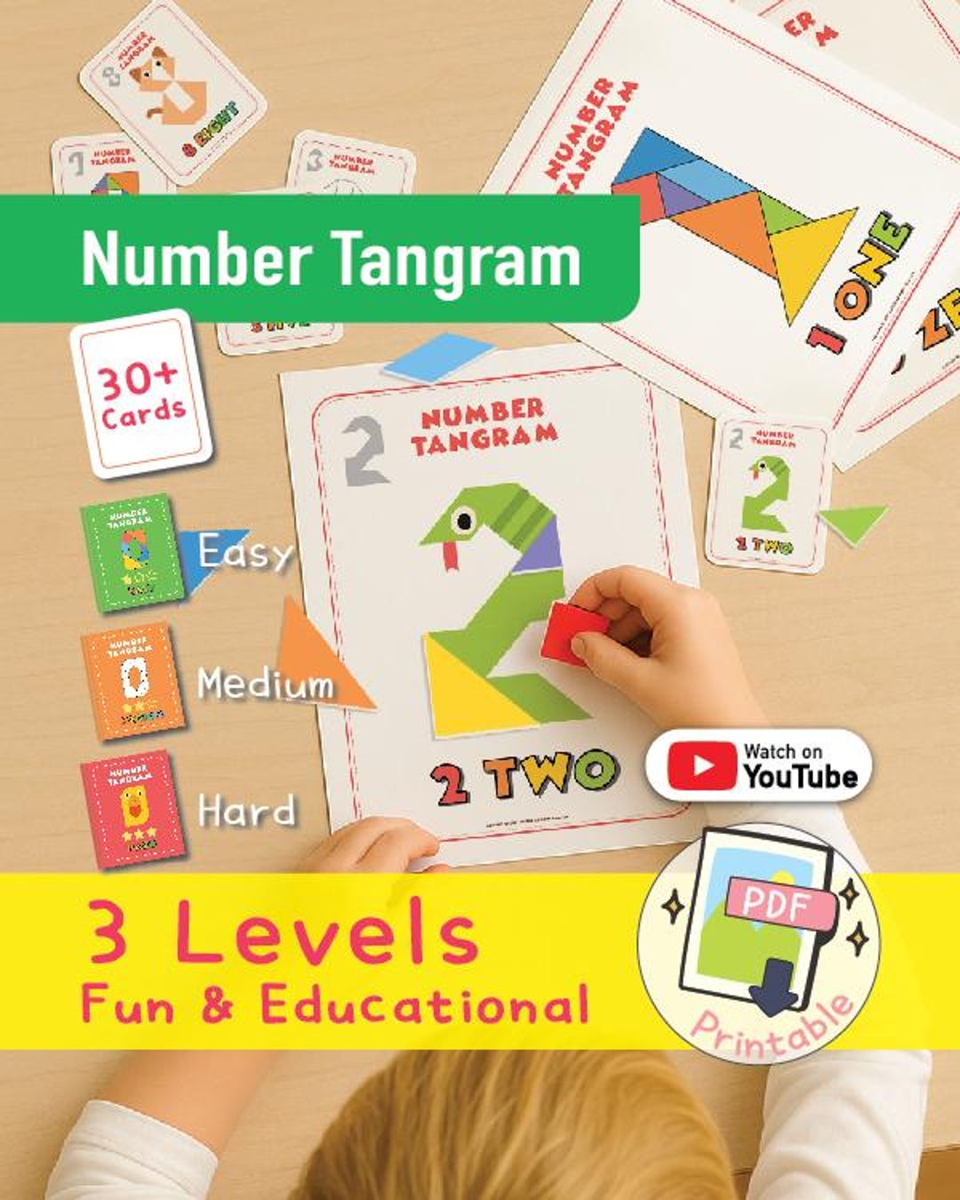Number Tangram Puzzle: STEM & Montessori Kids Learning Game (digital ...