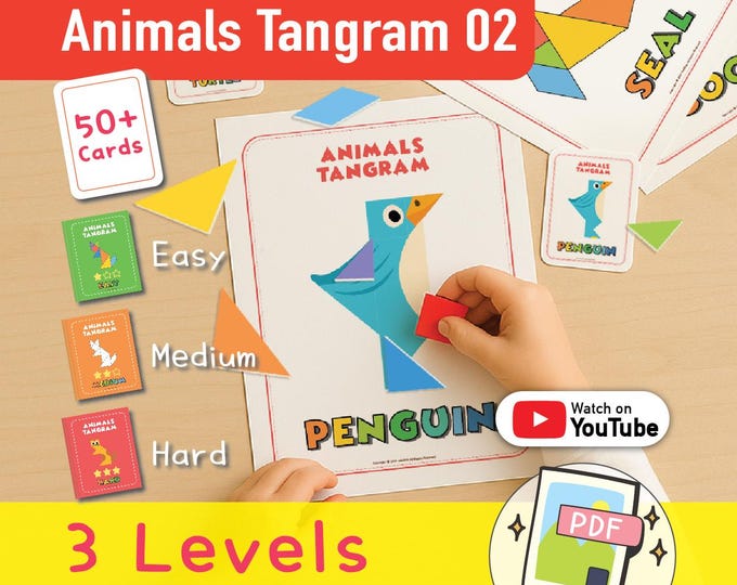 49 Animal Tangrams and Additional 19 Animal Tangram Puzzles Printed ...