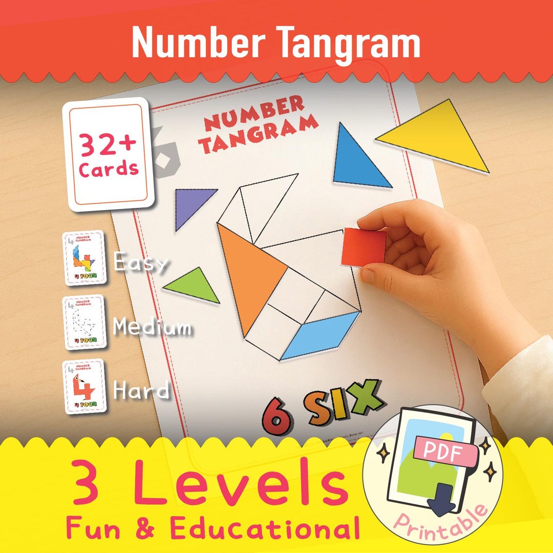 Number Tangram Puzzle Printable | Numbers 0–9 Learning Game | Kids STEM ...