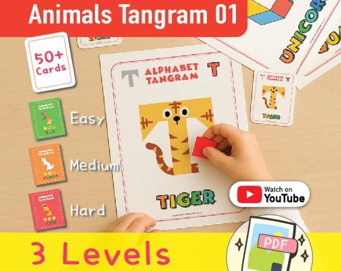 49 Animal Tangrams and Additional 19 Animal Tangram Puzzles Printed ...