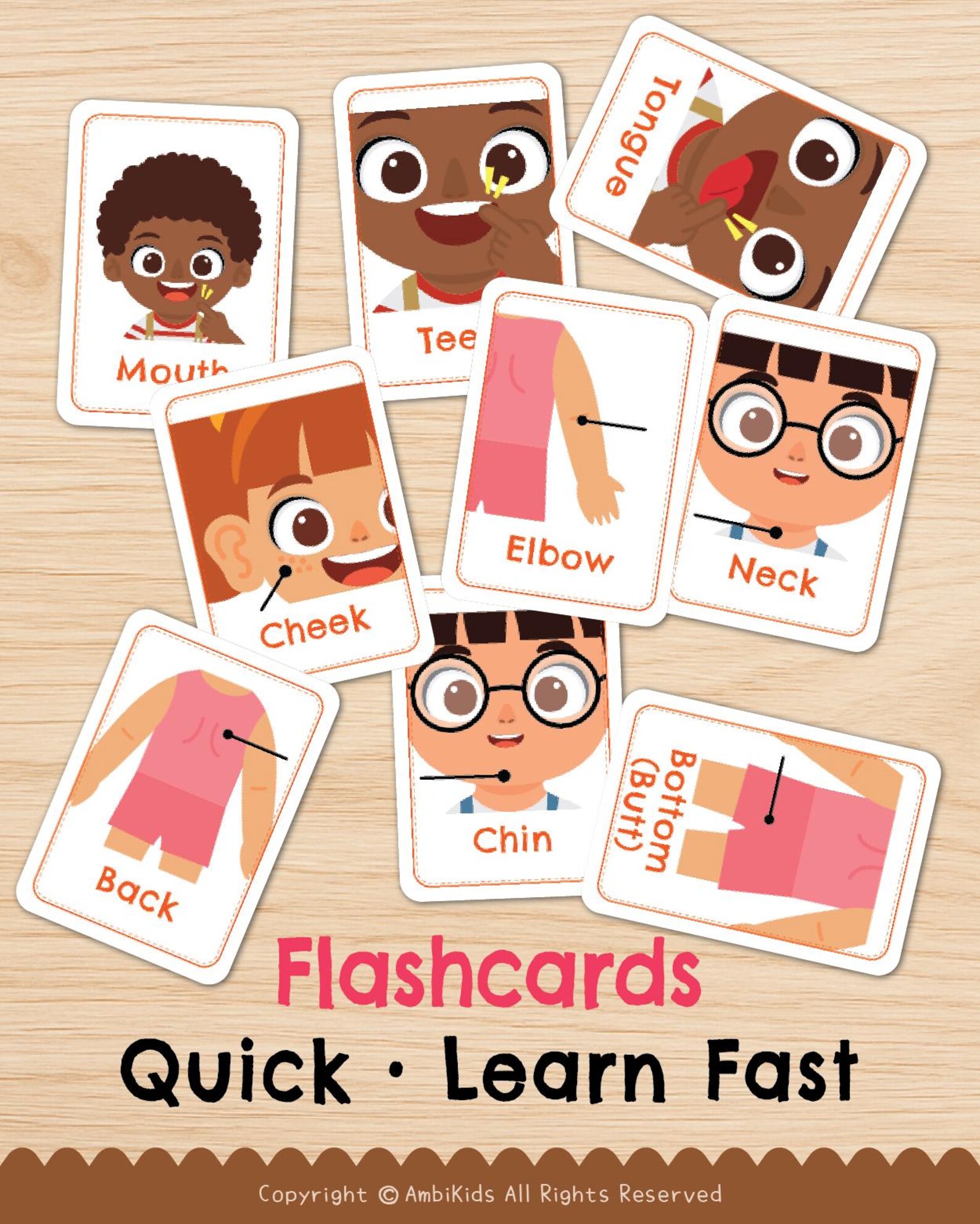 Face & Body Flash Cards｜learn Human Body for Kids and Adults ...