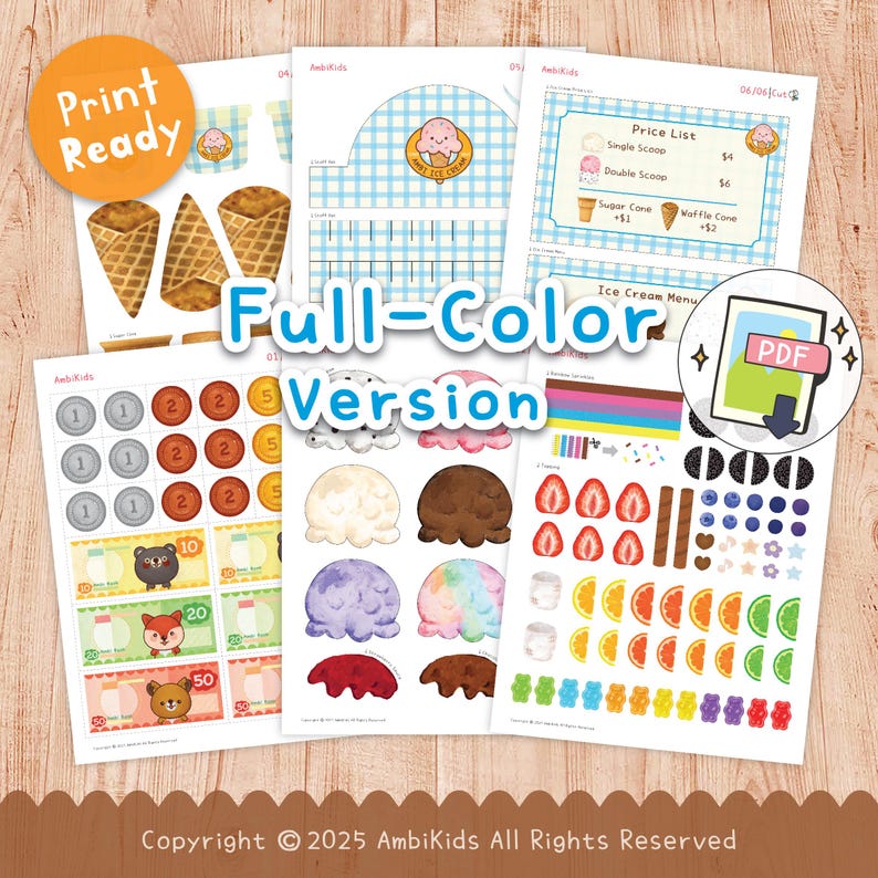 Printable Ice Cream Shop: Pretend Play DIY PDF for Kids (digital PDF ...