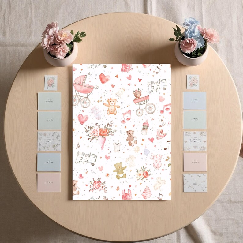 19 Baby Pink Watercolor Digital Papers - Cute Nursery Backgrounds ...