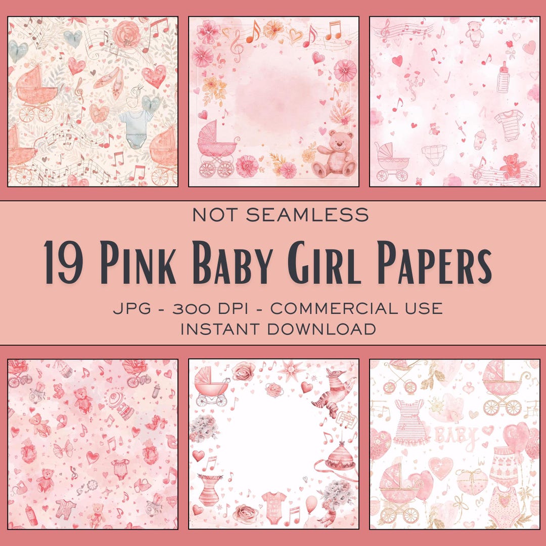 19 Baby Pink Watercolor Digital Papers - Cute Nursery Backgrounds ...