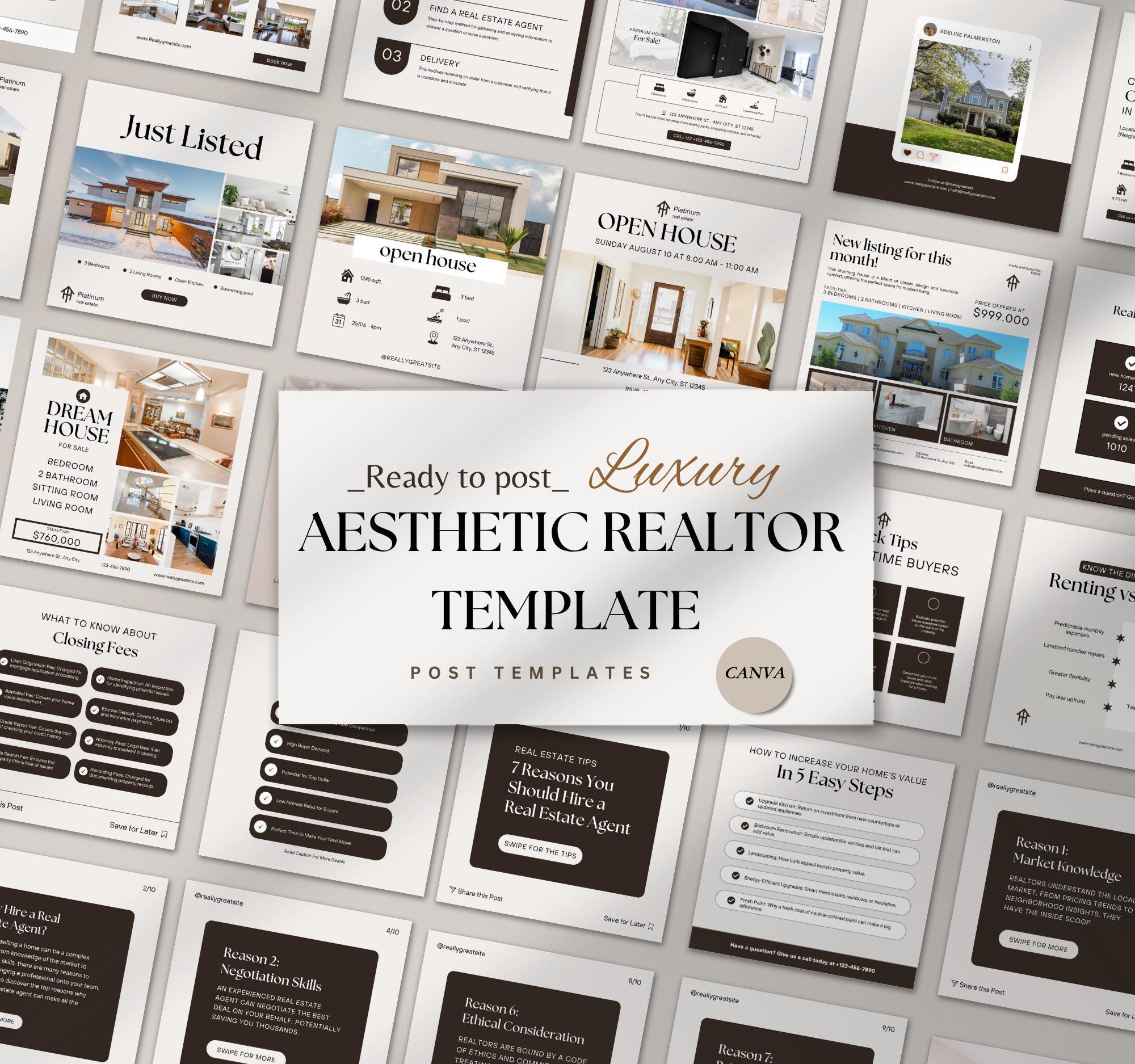 36 Modern Instagram Post Templates: Editable Canva Social Media Pack ...