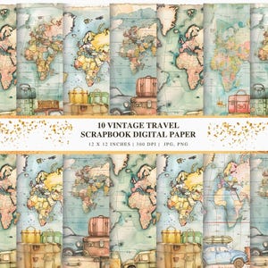 Vintage Map Digital Paper Pack: Antique Travel Scrapbook Backgrounds ...