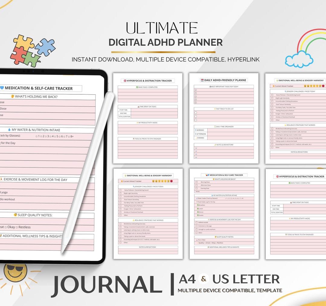 ADHD Digital Planner for Adults, Focus & Organization (PDF) - Etsy
