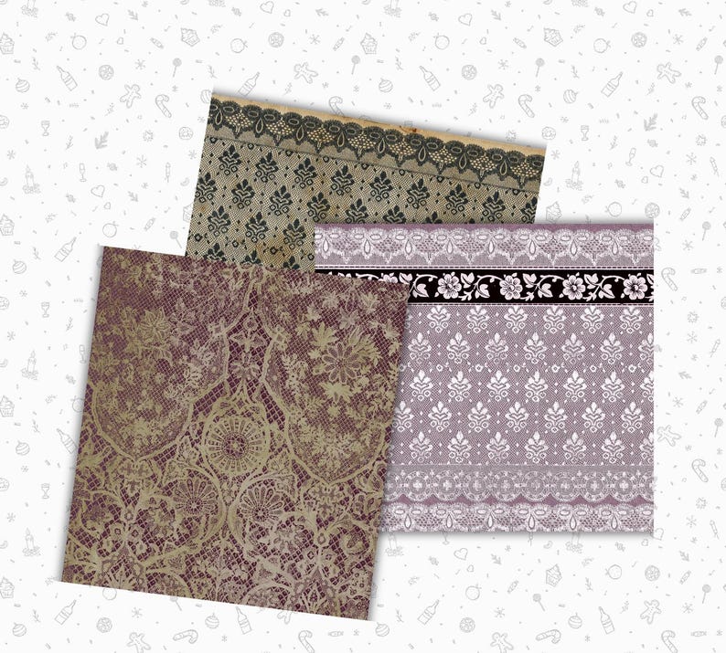 Victorian Lace Digital Paper Pack: Antique Texture Backgrounds (JPG ...