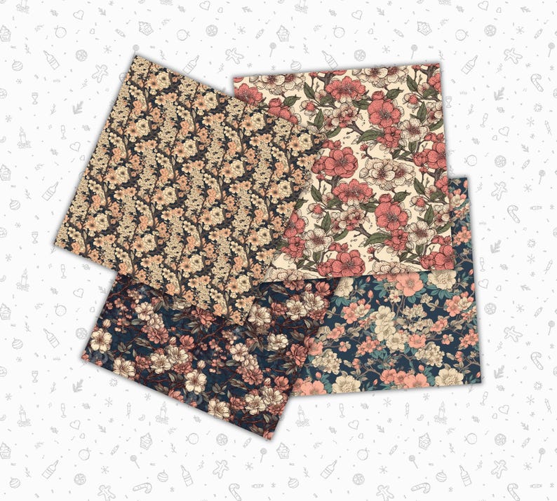 Sakura Cherry Blossom Digital Paper: Japanese Floral Pattern (digital ...