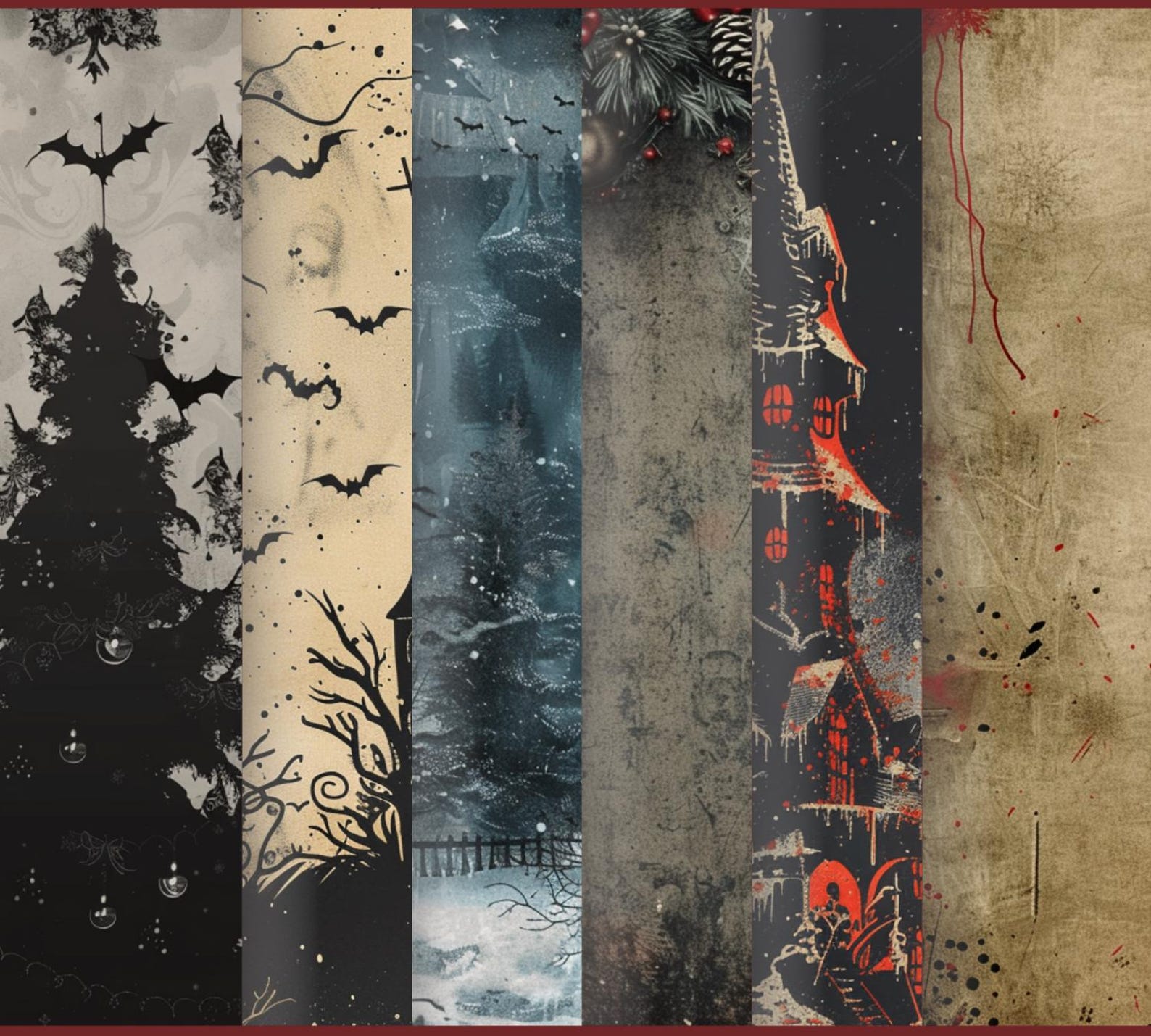 Horror Gothic Christmas Paper: Spooky Scrapbook Backgrounds (digital ...