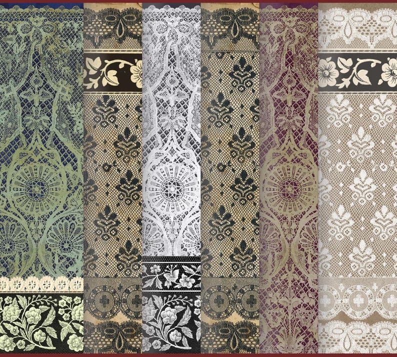 Victorian Lace Digital Paper Pack: Antique Texture Backgrounds (JPG ...