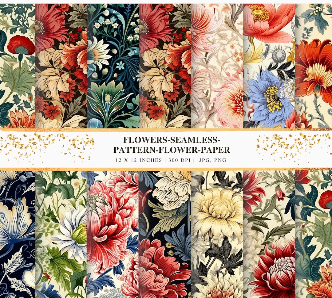 Floral Digital Paper Pack: Seamless Flower Pattern for Scrapbooking ...