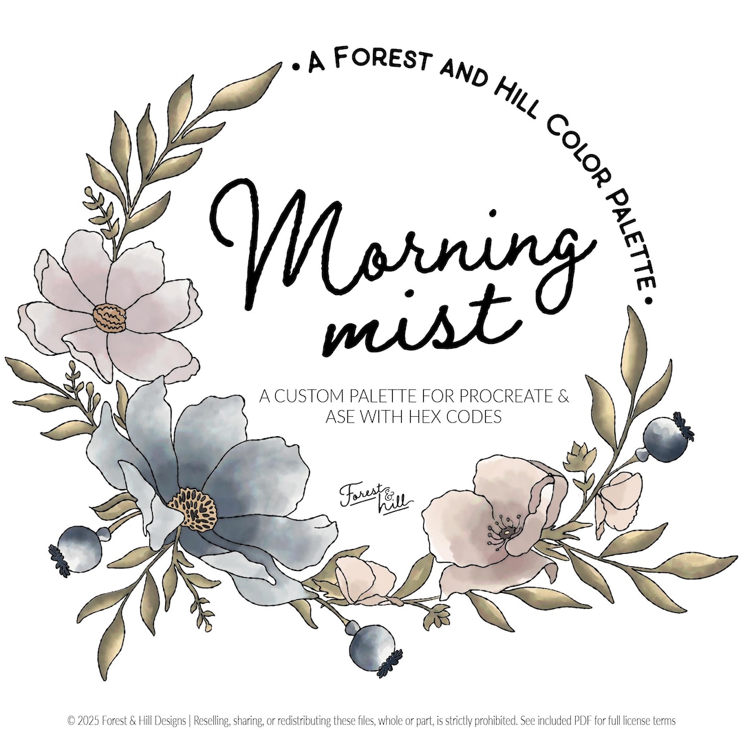 Morning Mist Color Palette | Procreate Swatches & Adobe ASE | Soft ...