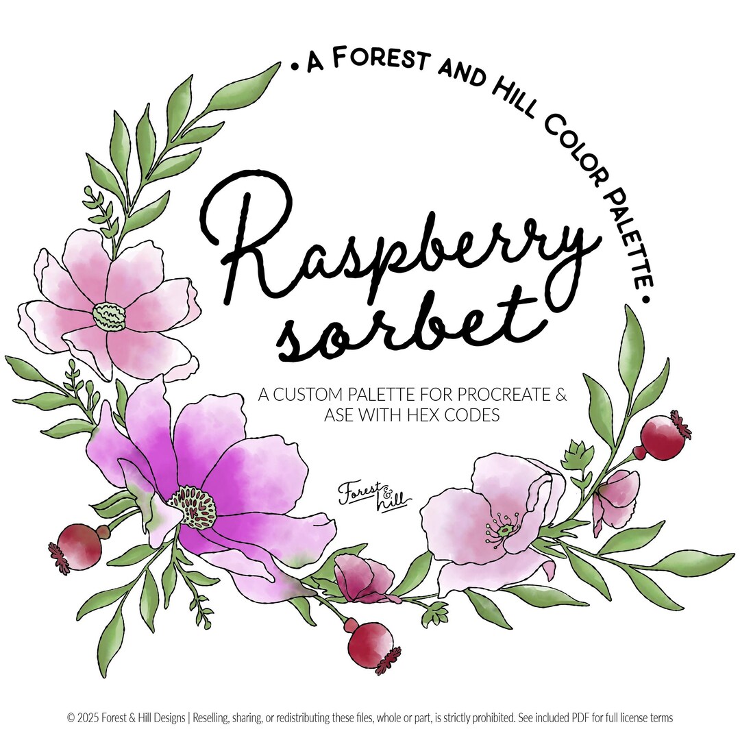Raspberry Sorbet Color Palette | Procreate Swatches & Adobe ASE | Sweet ...
