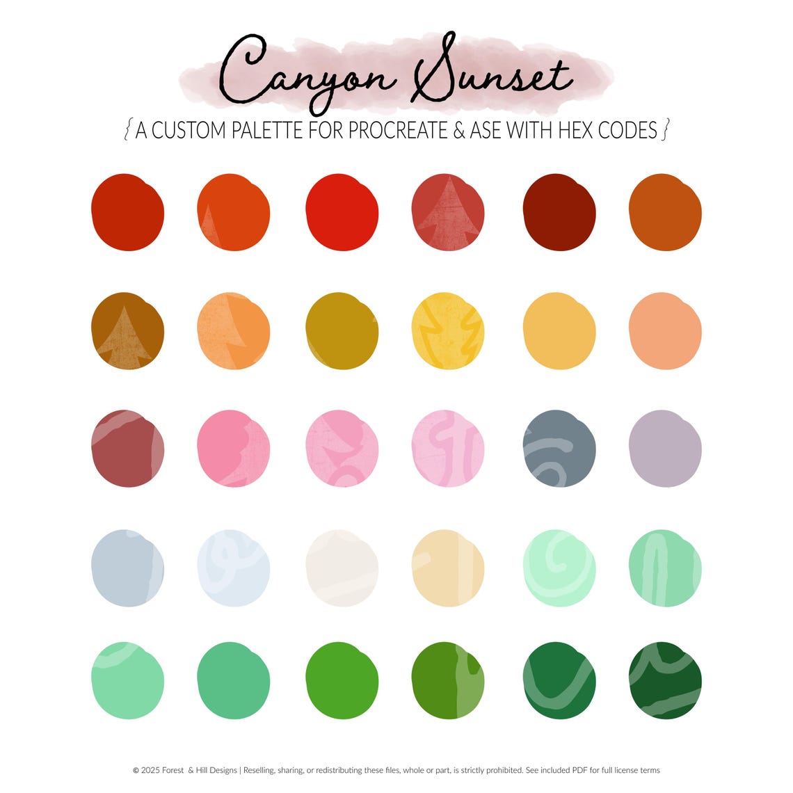 Canyon Sunset Color Palette | Procreate Swatches & Adobe ASE | Vibrant ...