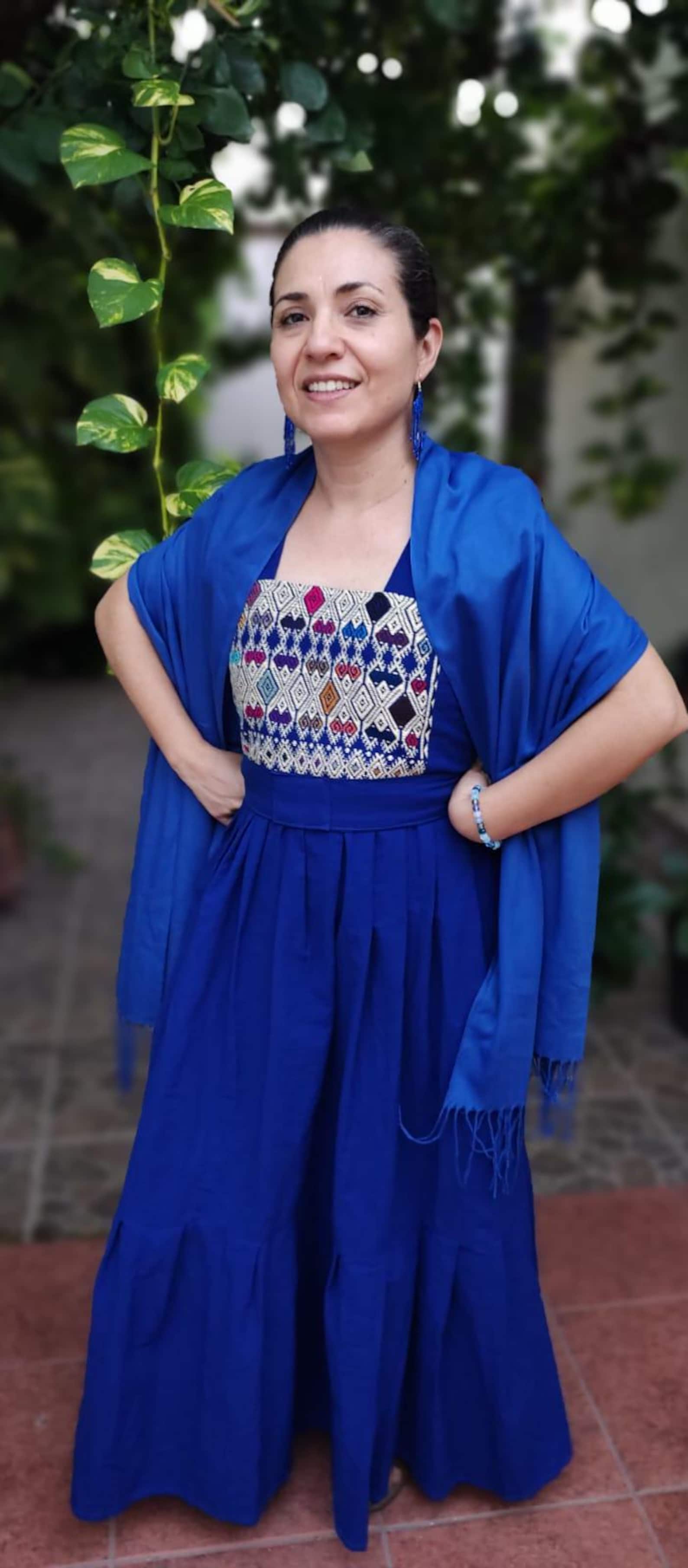 Vestido Largo Bordado De Telar Y Manta Chiapas/hand-woven Cotton Long Dress Chiapas - Etsy