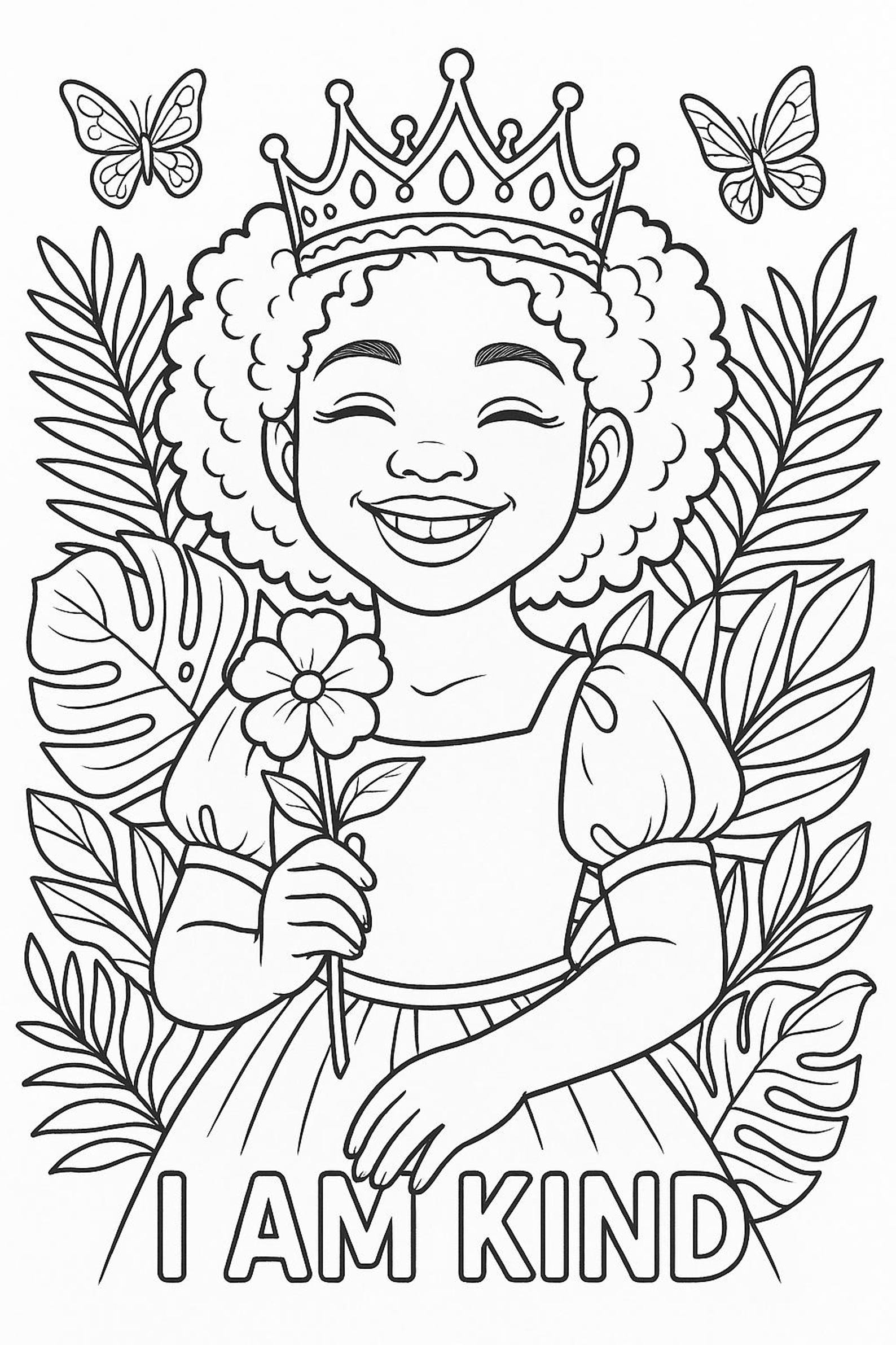Afro Princess Coloring Pages | Black Girl Magic Affirmations ...