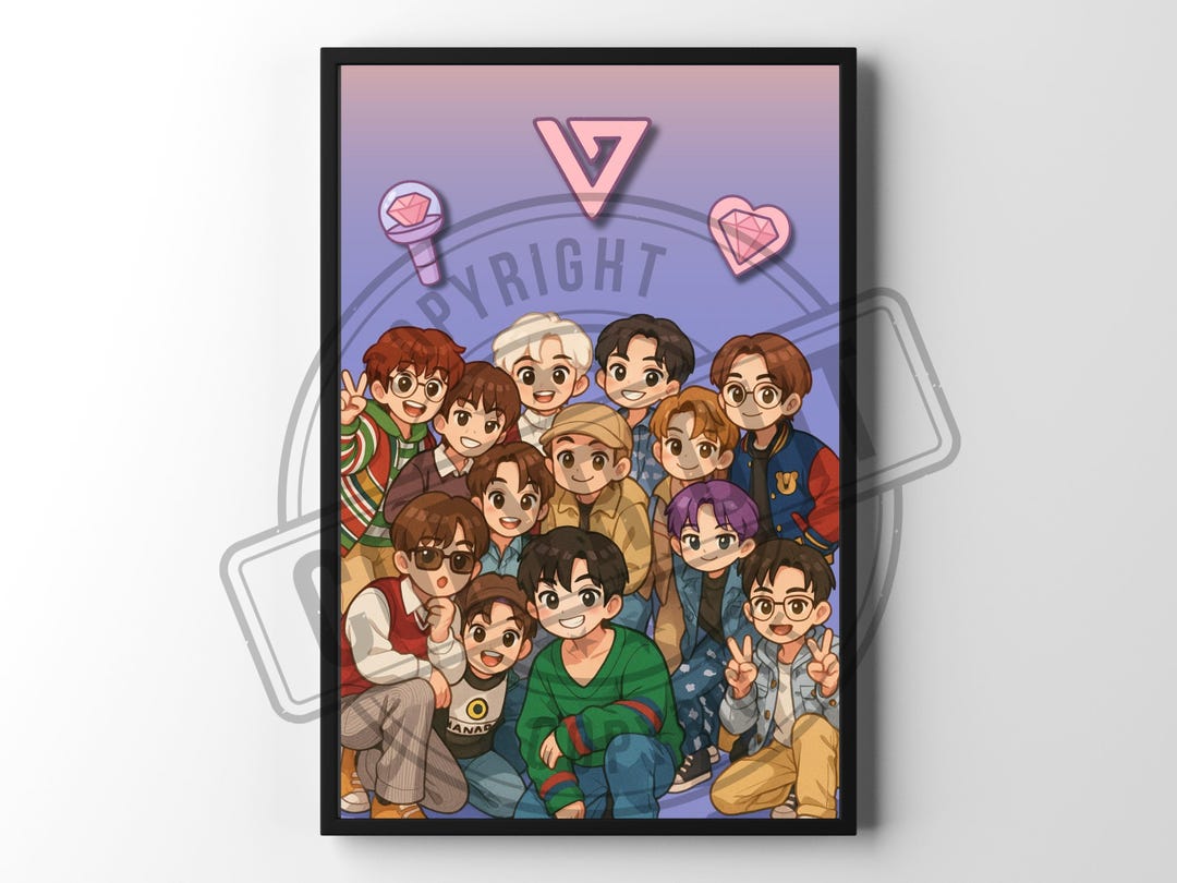 Seventeen Chibi A4 Poster | Kpop Digital Download | Cute Fan Art ...