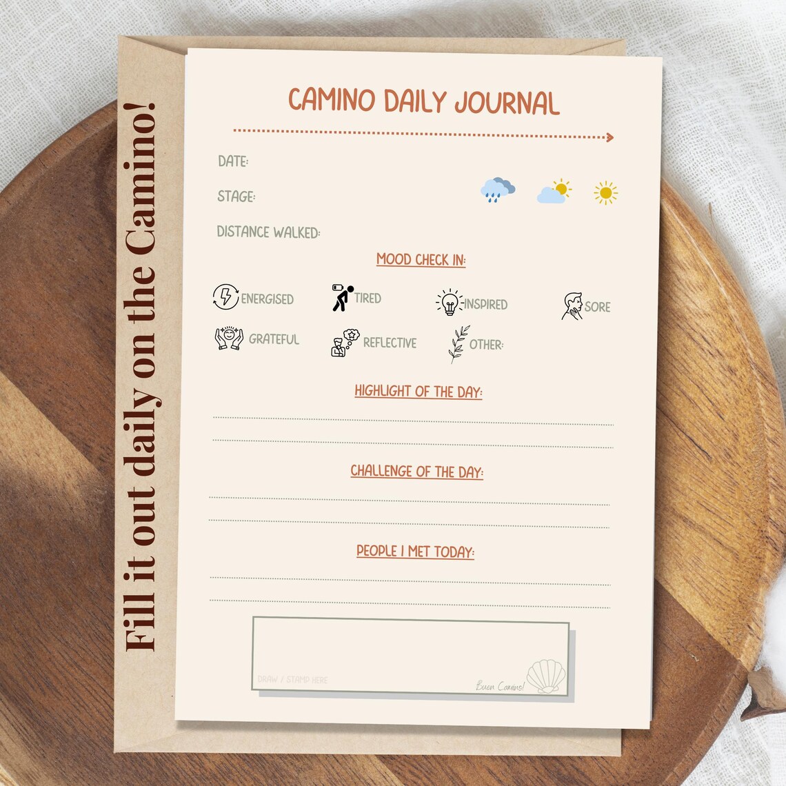 Camino De Santiago Journal Page – Printable Daily Tracker, Reflection ...