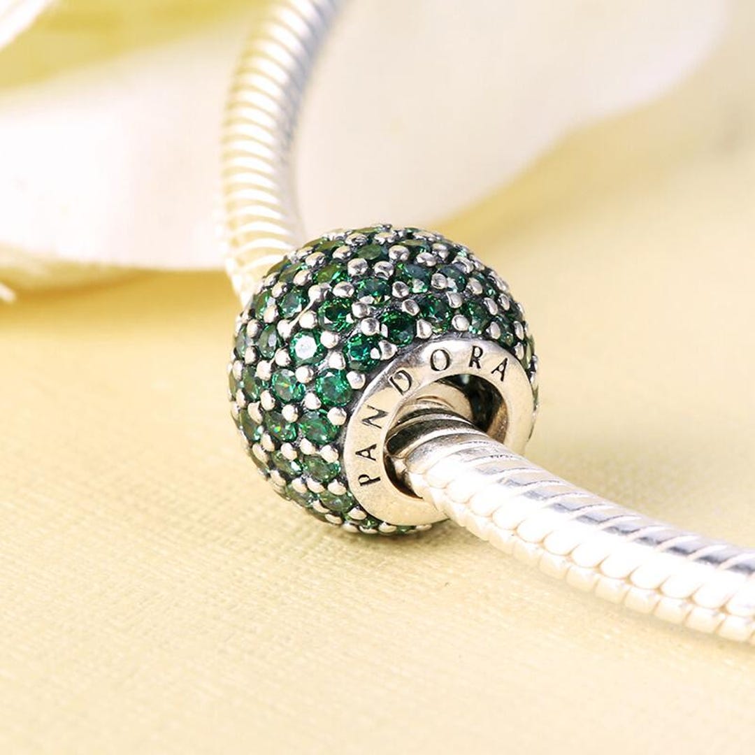 Pandora Sterling S925 Silver Dark Green Pave Lights Bead - Etsy