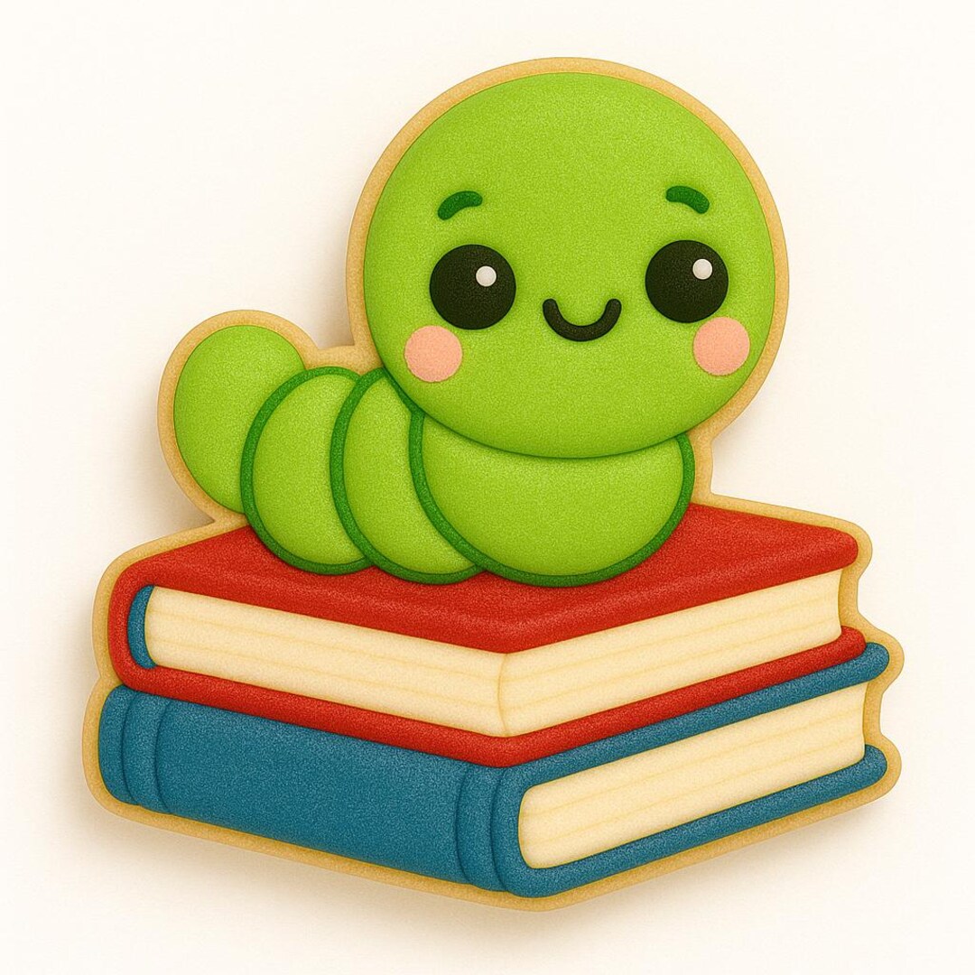 Kawaii Bookworm Cookie Cutter – Smart, Sweet, and School-ready! - Etsy