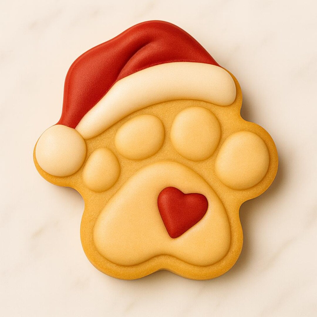 Christmas Paw Print Cookie Cutter | Dog Lover Holiday Cookie | Santa ...