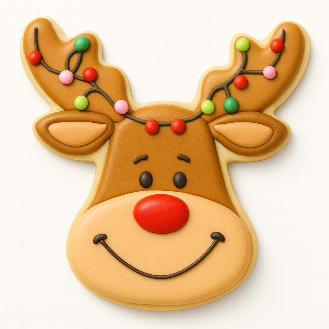Reindeer Face Cookie Cutter | Rudolph Christmas Cookie | Holiday ...