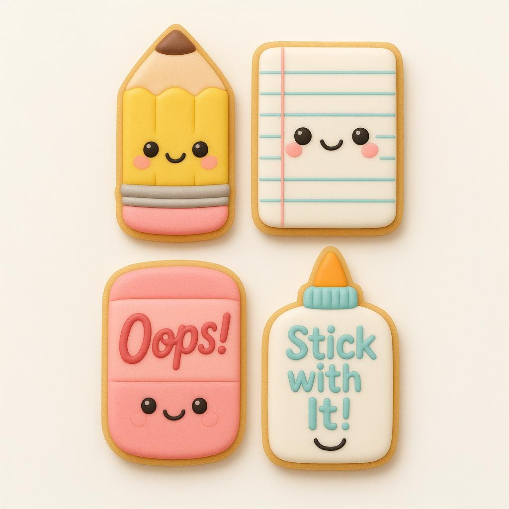 Kawaii Back-to-school Cookie Cutter Set - Pencil, Notebook, Eraser, and ...