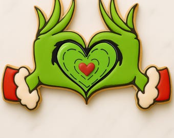 Green Heart Hands Cookie Cutter | Christmas Grumpy Cookie | Holiday ...