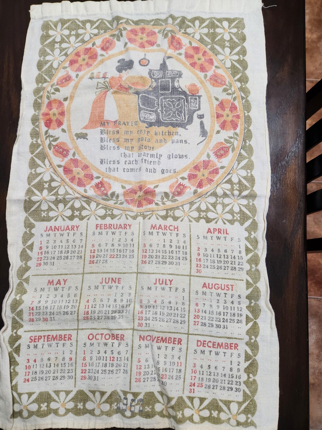 Vintage 1967 Linen Calendar Tea Towel Kitchen Prayer - Etsy