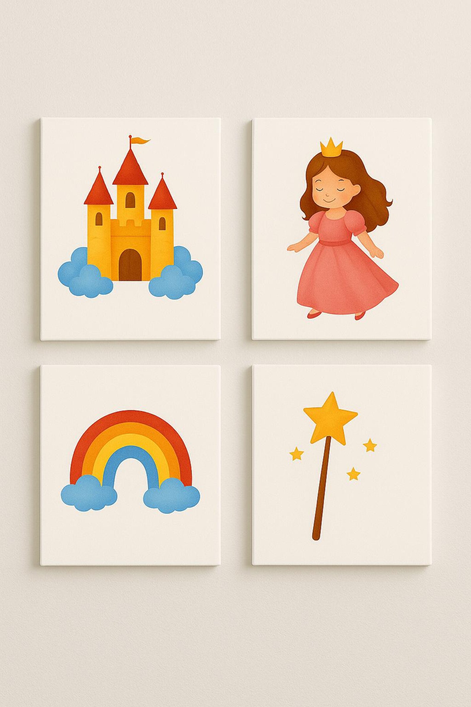 Princess Nursery Wall Art – Set of 4 Digital Prints | Castle, Princess ...