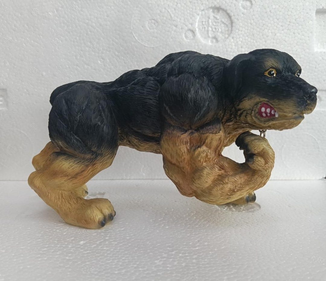 Muscle Rottweiler Figurine | Bodybuilding Dog Statue, Hand-painted ...
