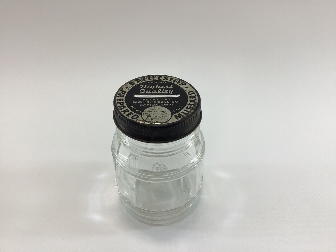 Vintage Battleship Mustard Jar Coin Bank Barrel Shape Knox Glass Co ...