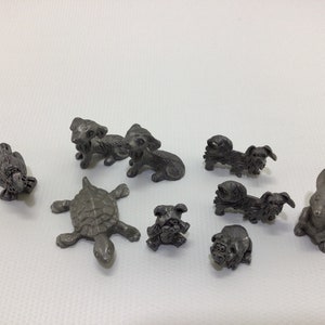 Miniature Pewter Animals Figurine Lot of 9 Vintage Collectible Display ...