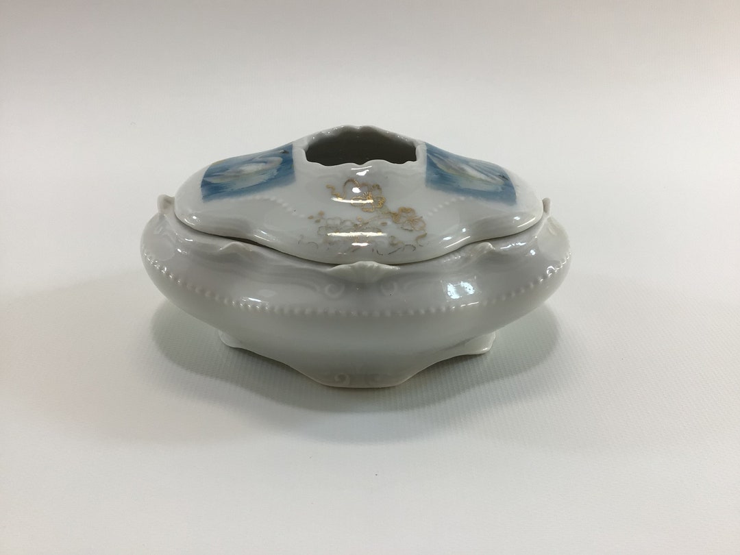 Ceramic Hair Receiver Applied Swans Motif Collectible Victorian Era ...