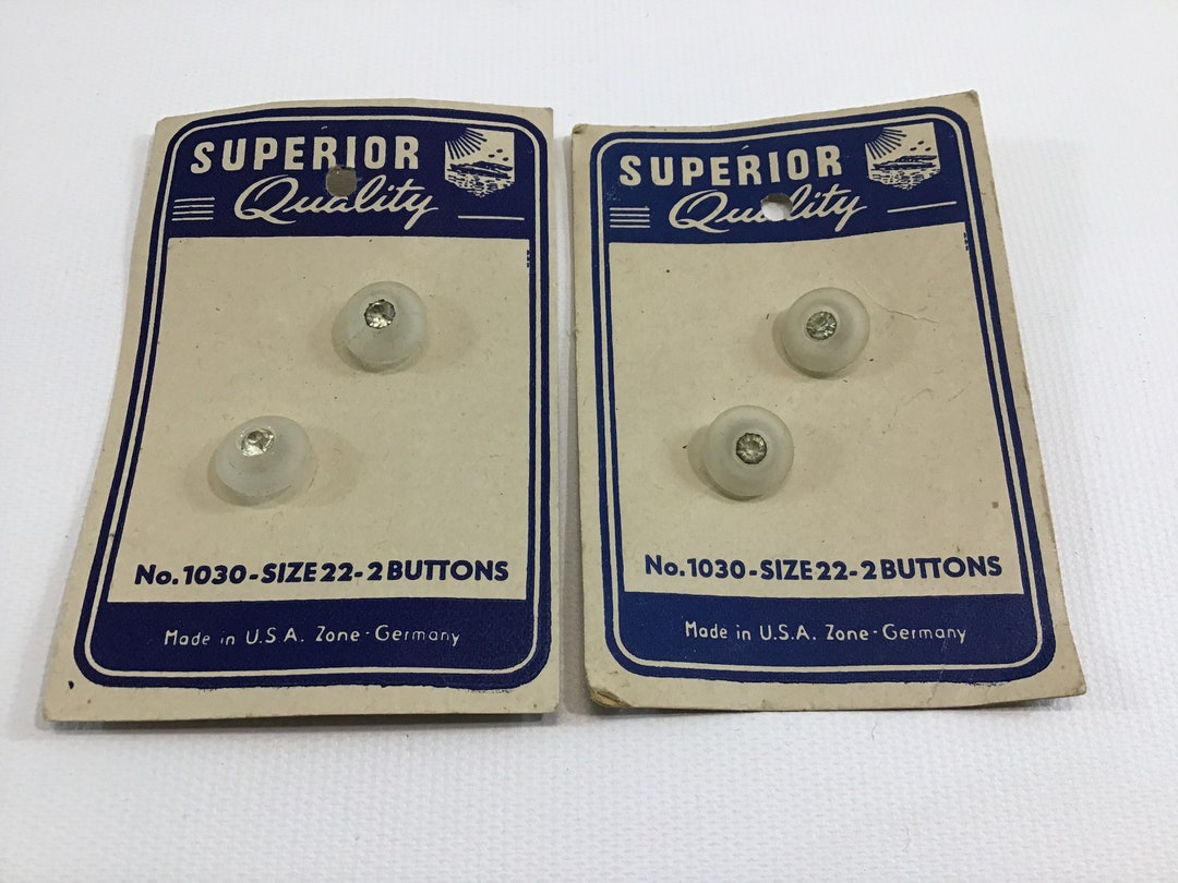 Vintage Superior Quality Buttons on Card Sewing Notions Frosted White ...