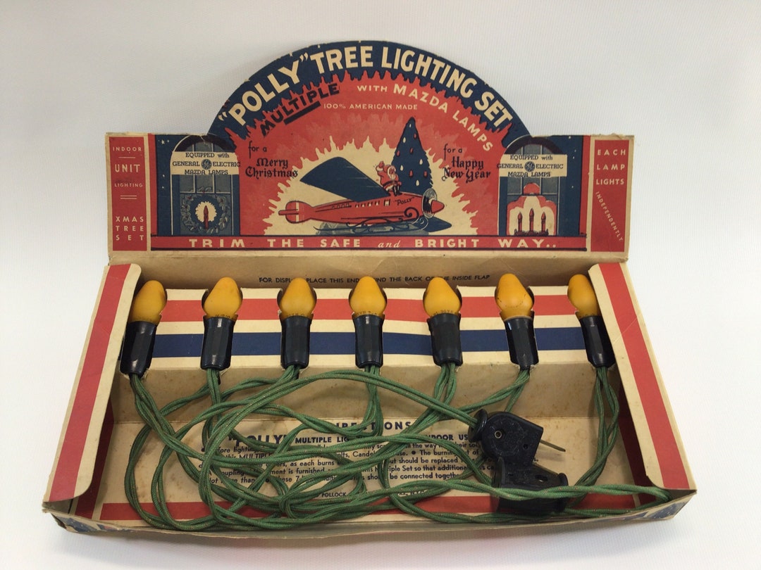 Polly Tree Lighting Set Vintage Christmas Lights 7 Bulb Strand No 57 ...