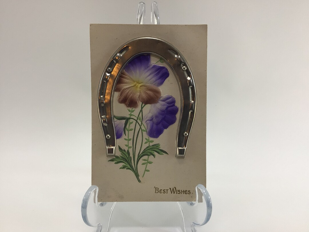 Applique Novelty Best Wishes Postcard Antique Ephemera Airbrush ...