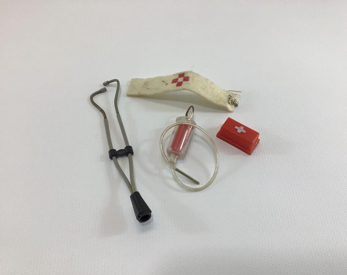 GI Joe First Aid Kit Stethoscope Armband Plasma Bottle 1960's Hasbro 12 ...