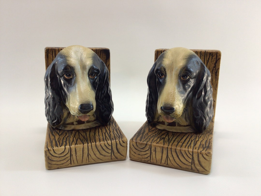 Spaniel Ceramic Dog Head Bookends H7484 Vintage Lefton Made in Japan ...